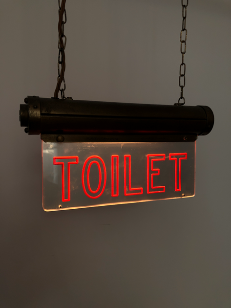 Antique Vintage Art Deco Brass Illuminated Flambosign Toilet Sign ...